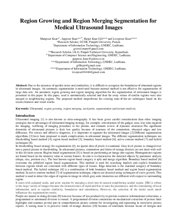 Pdf Region Growing And Region Merging Segmentation For Medical