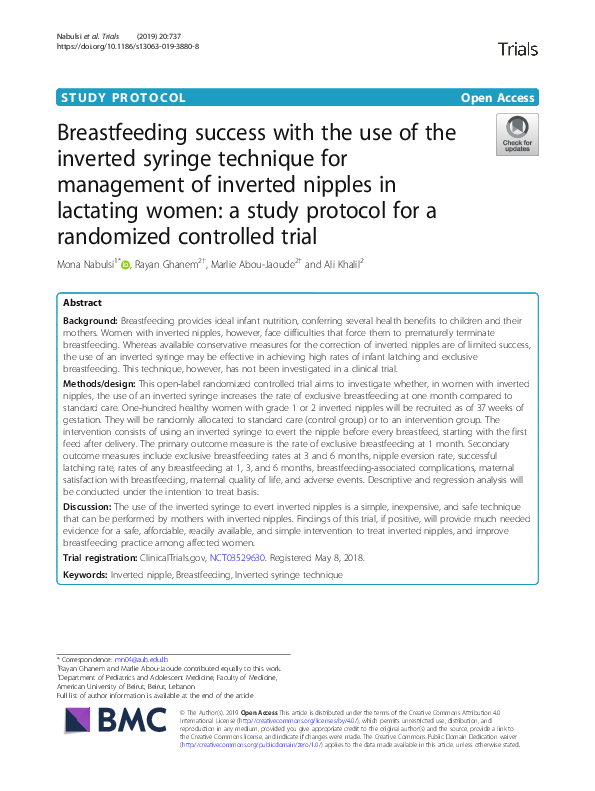 (PDF) Breastfeeding success with the use of the inverted syringe ...