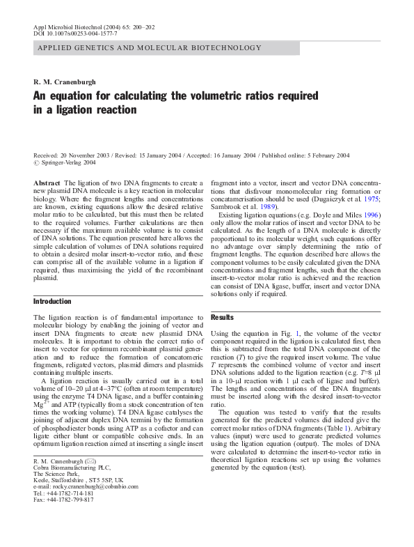 (PDF) An equation for calculating the volumetric ratios required in a ...