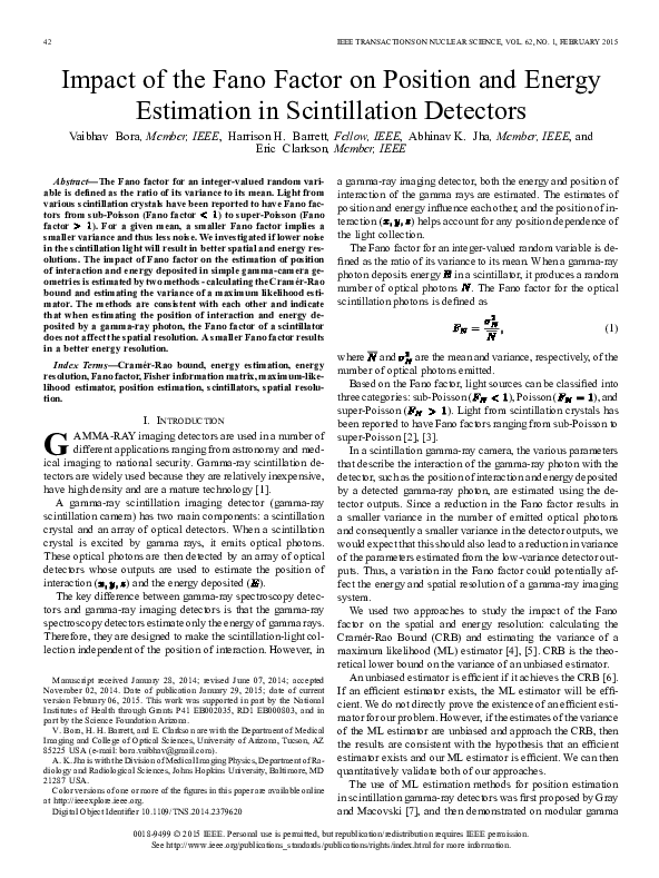 (PDF) Impact of fano factor on position and energy estimation in ...