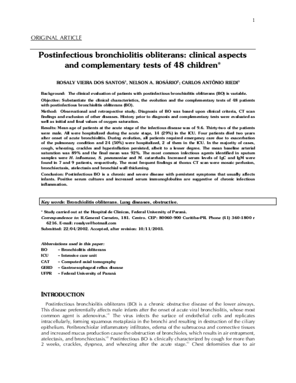 (PDF) Post-infectious bronchiolitis obliterans: clinical aspects and ...