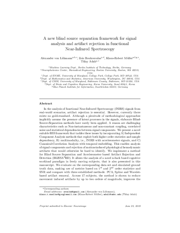Pdf A New Blind Source Separation Framework For Signal Analysis And