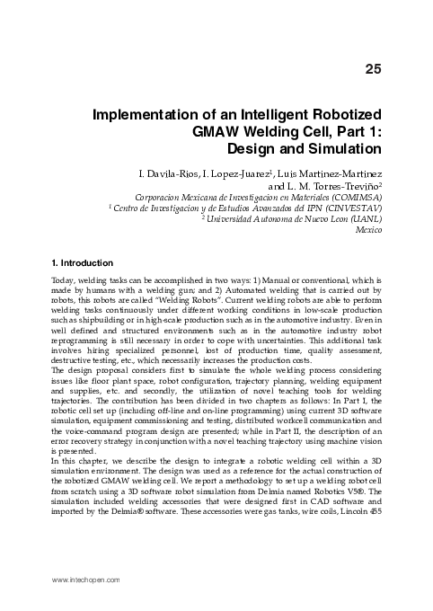 (PDF) Intelligent Robotic GMAW Welding Cell Design