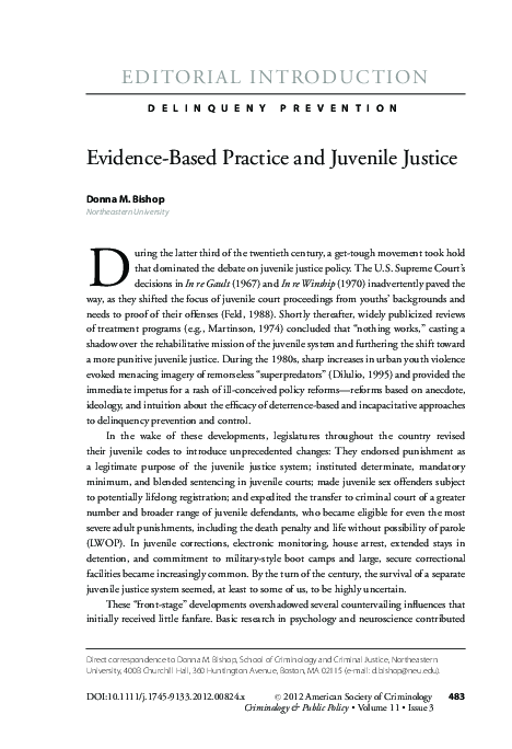 (PDF) Evidence-Based Practice and Juvenile Justice
