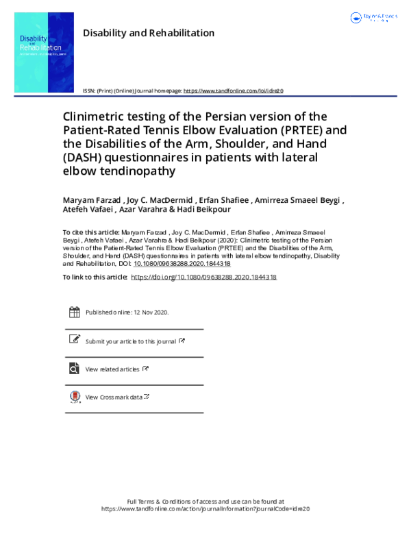 (PDF) Clinimetric testing of the Persian version of the Patient-Rated ...