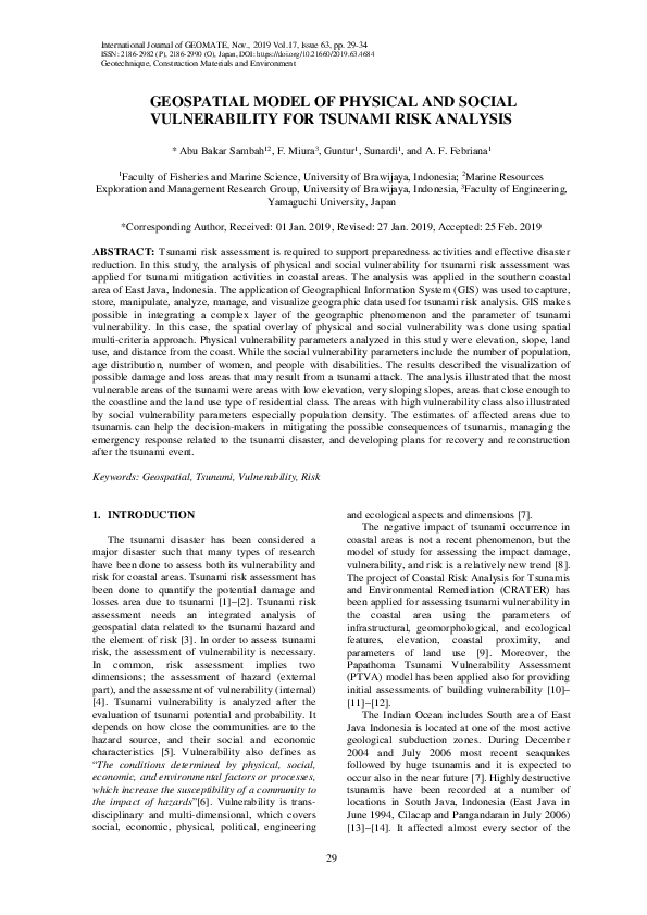 (PDF) Geospatial Model of Physical and Social Vulnerability for Tsunami ...