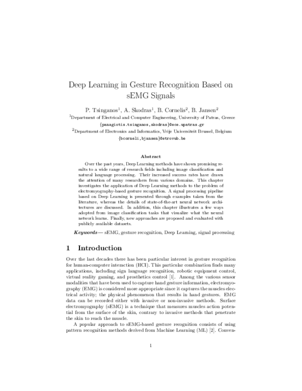 (PDF) Deep Learning in Gesture Recognition Based on sEMG Signals