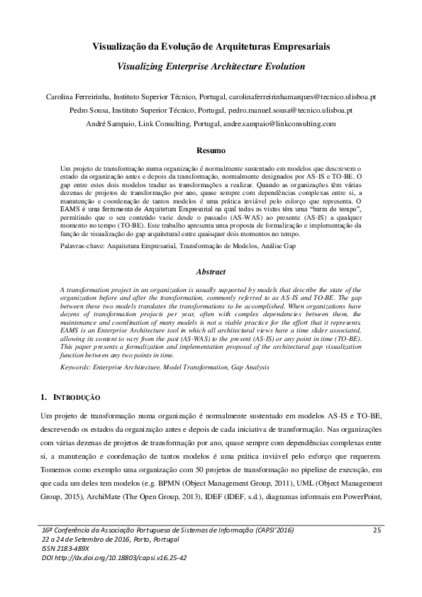 (PDF) Visualizing Enterprise Architecture Evolution