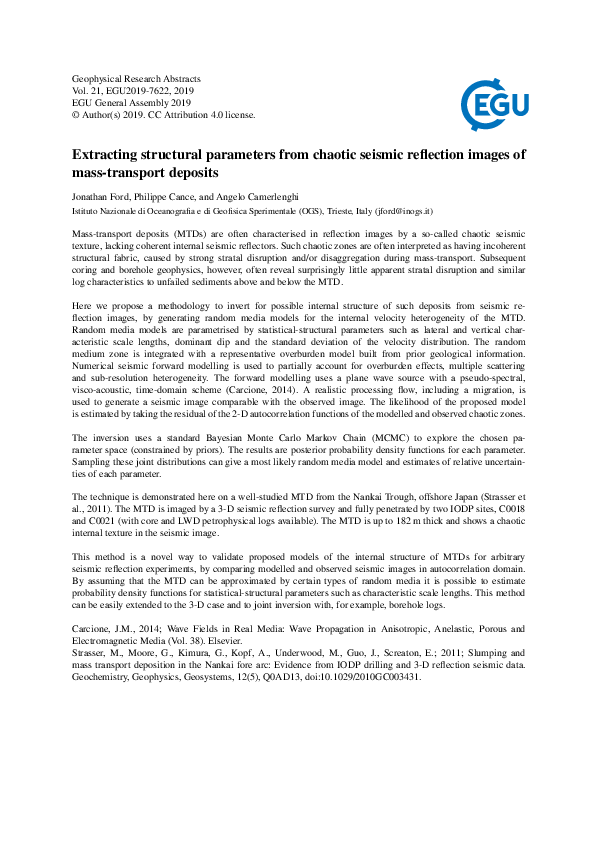 (PDF) Extracting structural parameters from chaotic seismic reflection images of mass-transport ...