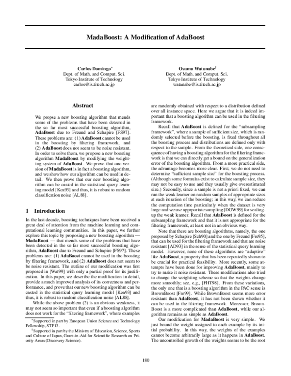 Pdf Madaboost A Modification Of Adaboost