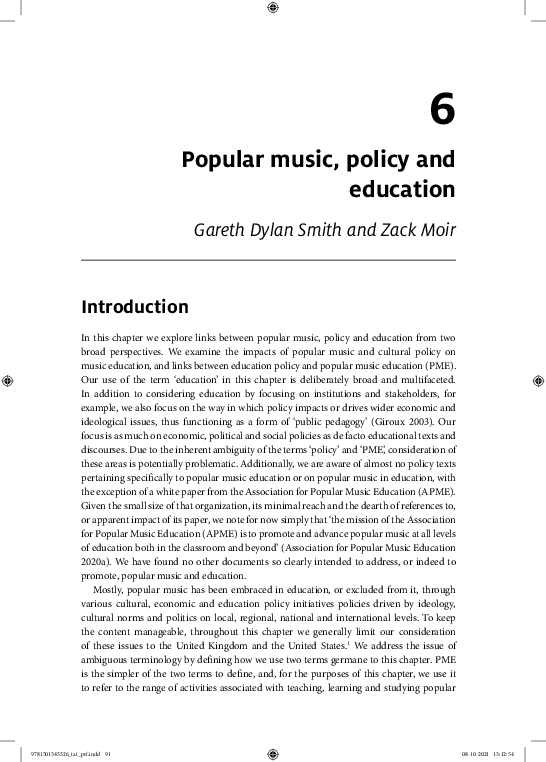 (PDF) Popular Music, Policy, and Education