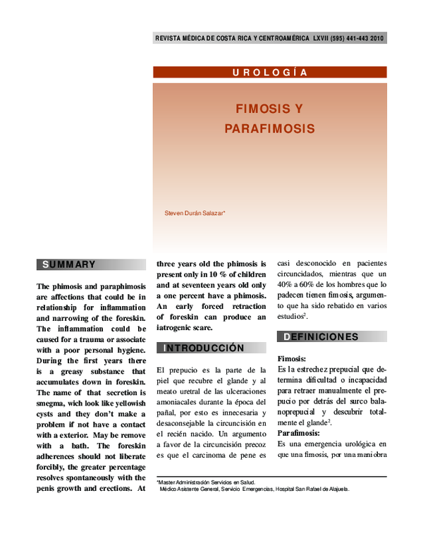 (PDF) Fimosis y parafimosis