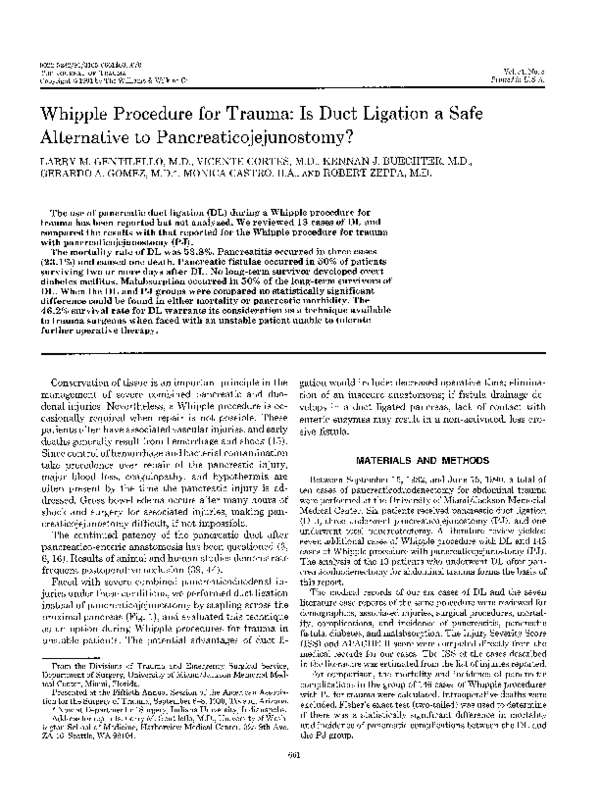 (PDF) Whipple Procedure for Trauma