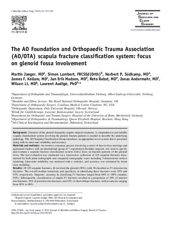 (PDF) The AO Foundation and Orthopaedic Trauma Association (AO/OTA ...