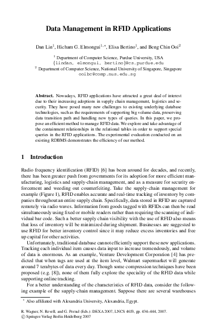 (PDF) Data Management in RFID Applications