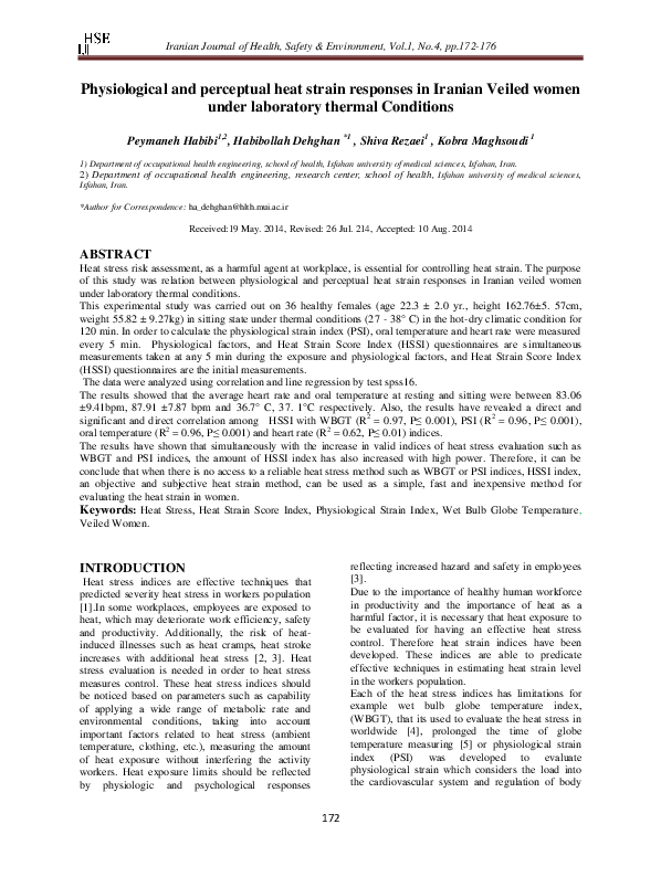 (PDF) Thermal, physiological strain index and perceptual responses in ...