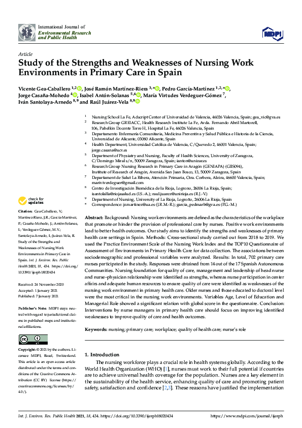 (PDF) Study of the Strengths and Weaknesses of Nursing Work ...