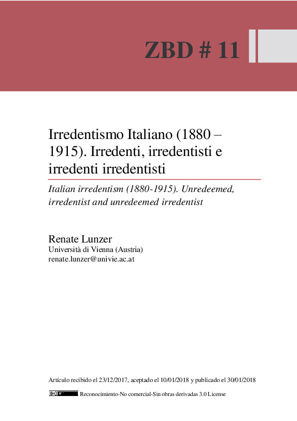 (PDF) Irredentismo Italiano (1880 – 1915). Irredenti, irredentisti e ...