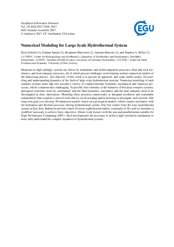 (PDF) Numerical Modeling for Large Scale Hydrothermal System