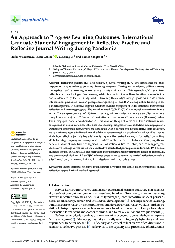 (PDF) An Approach to Progress Learning Outcomes: International Graduate Students’ Engagement in ...