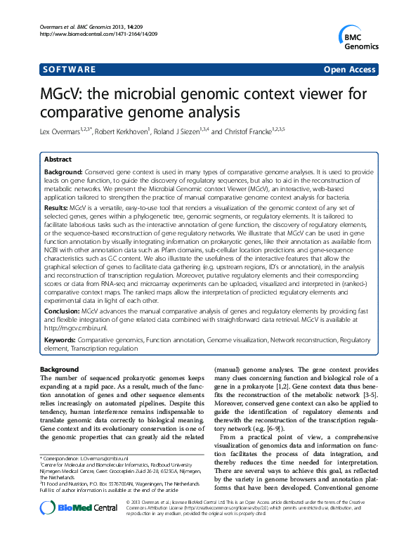 (PDF) MGcV: the microbial genomic context viewer for comparative genome ...