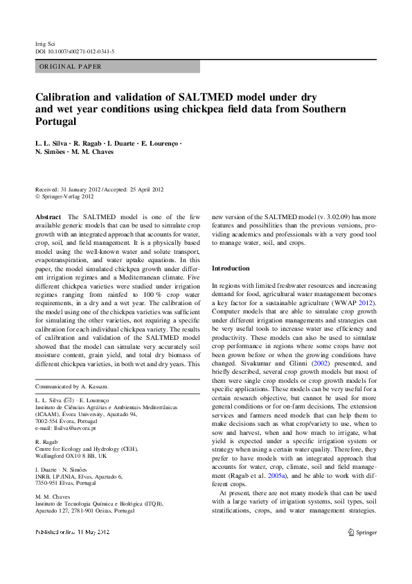 (PDF) Calibration and validation of SALTMED model under dry and wet ...