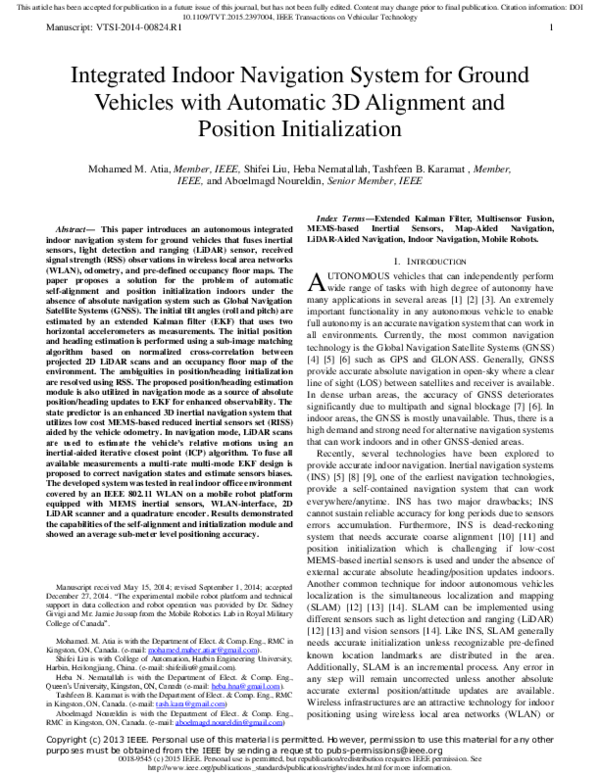 (PDF) Integrated Indoor Navigation System for Ground Vehicles With ...