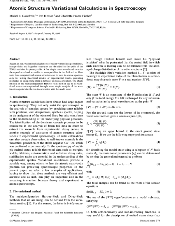 (PDF) Variational Calculations in Atomic Spectroscopy