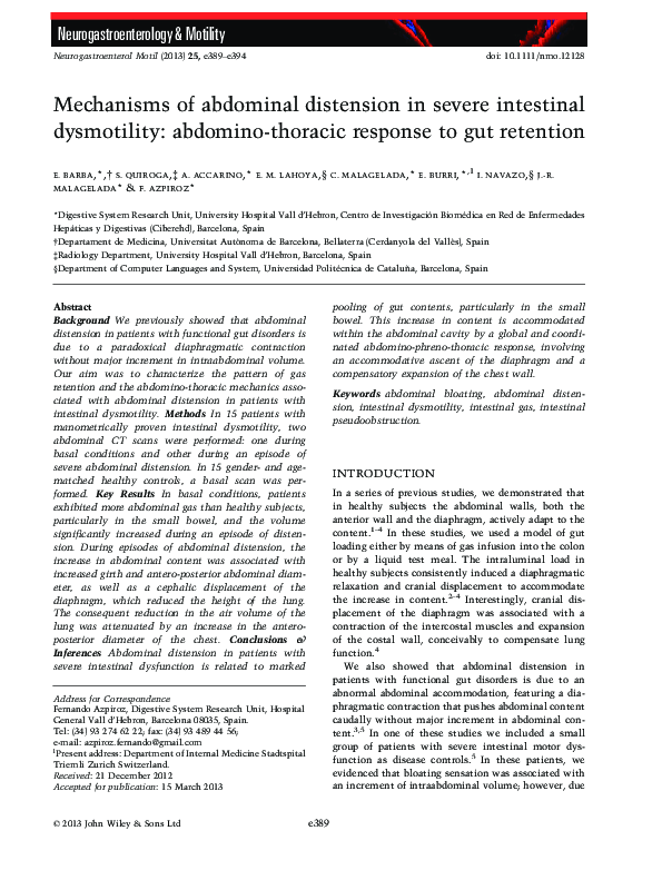 (PDF) Mechanisms of abdominal distension in severe intestinal ...