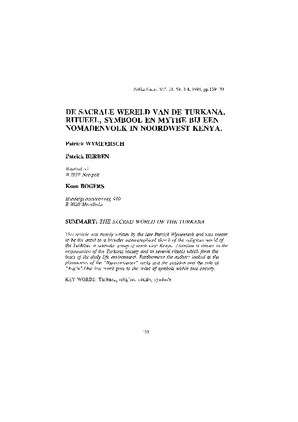 (PDF) The sacred World of the Turkana