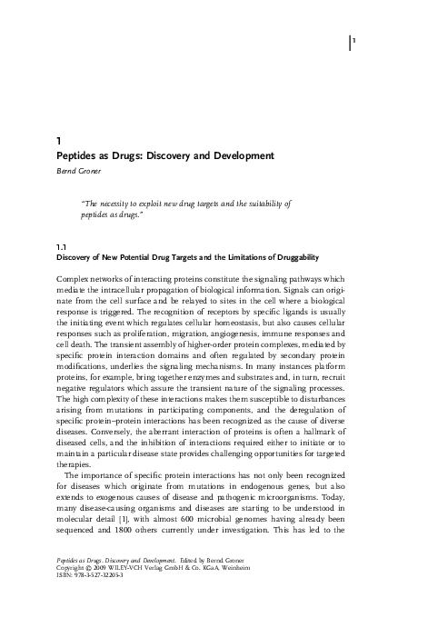 (PDF) Peptides as Drugs: Discovery and Development