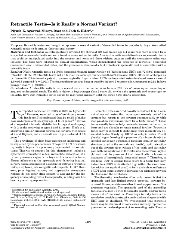 (PDF) Retractile Testis—Is it Really a Normal Variant?