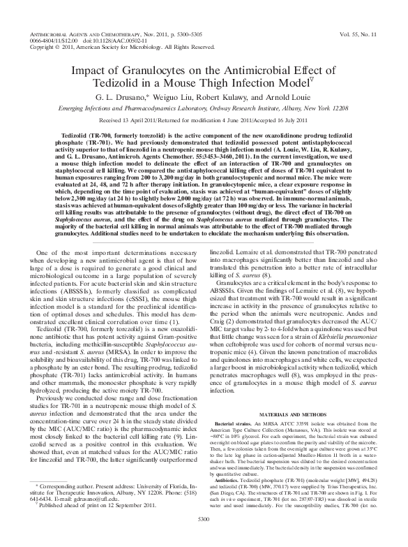 (PDF) Impact of Granulocytes on the Antimicrobial Effect of Tedizolid ...