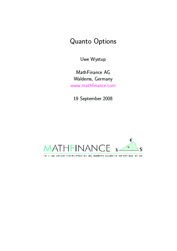 (PDF) Quanto Options