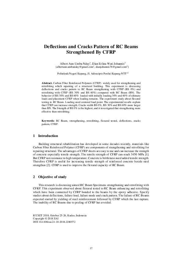 (PDF) Deflections and Cracks Pattern of RC Beams Strengthened By CFRP