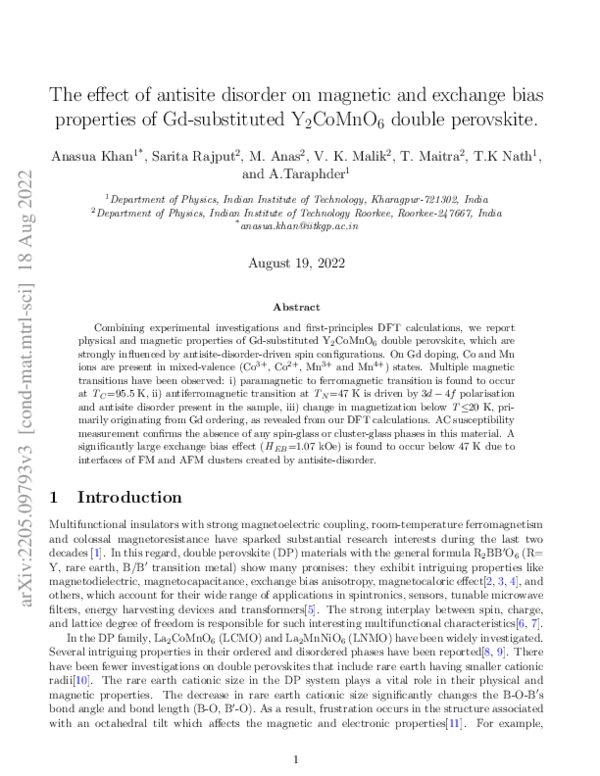 (PDF) The effect of antisite disorder on magnetic and exchange bias ...