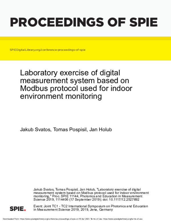 Pdf Laboratory Exercise Of Digital Measurement System Based On Modbus Protocol Used For Indoor