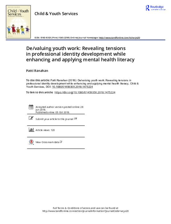 (PDF) De/valuing youth work: Revealing tensions in professional ...
