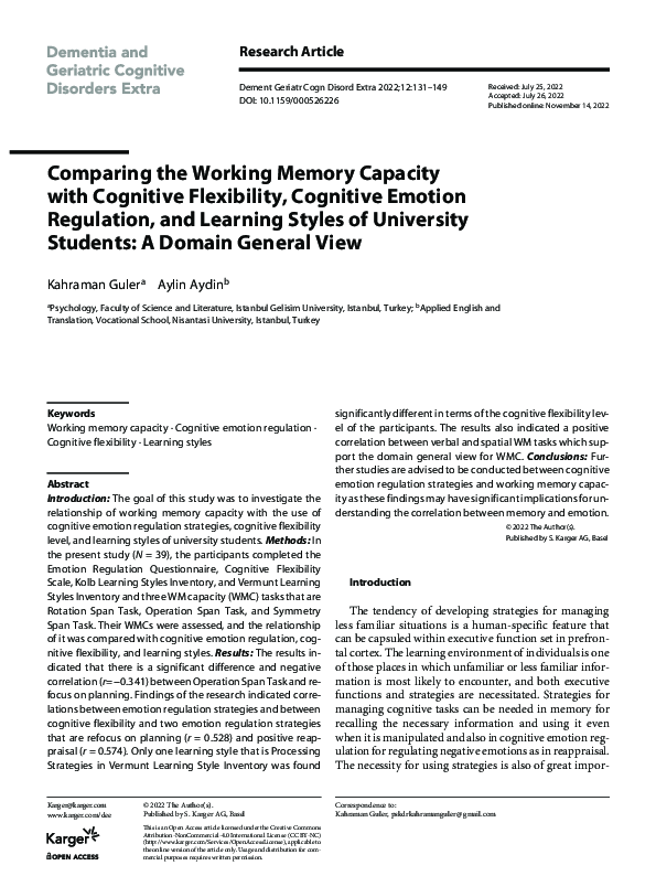 (PDF) Comparing the Working Memory Capacity with Cognitive Flexibility, Cognitive Emotion ...