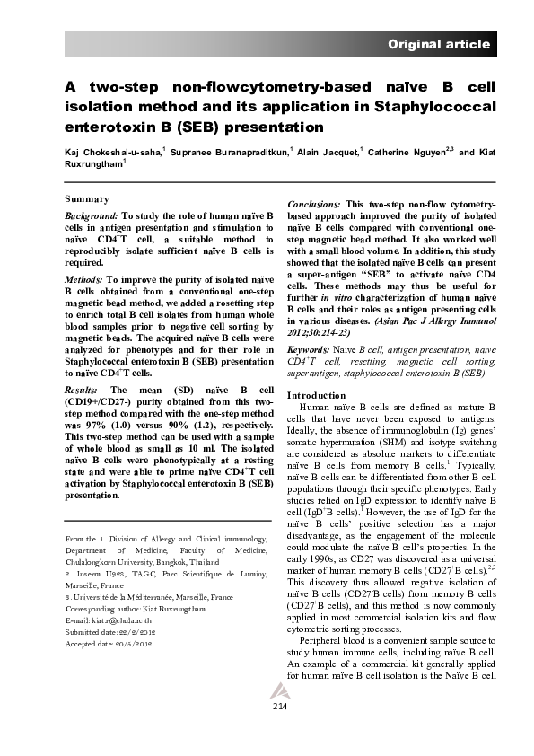 (PDF) A two-step non-flowcytometry-based naïve B cell isolation method ...