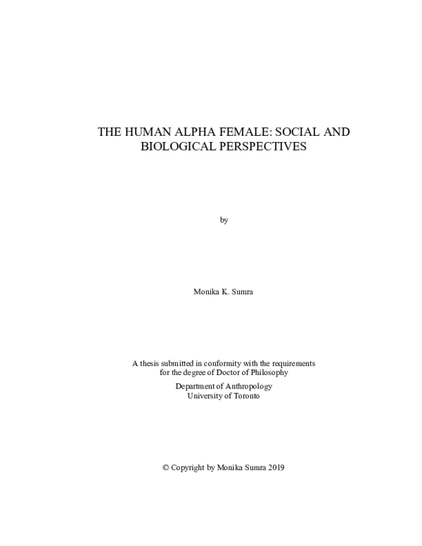 (PDF) The Human Alpha Female: Social and Biological Perspectives ...