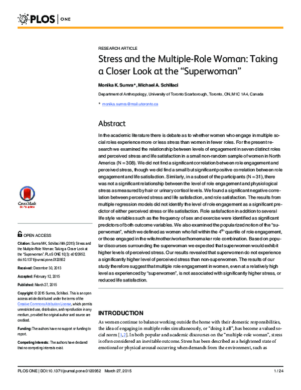 (PDF) Stress and the Multiple-Role Woman: Taking a Closer Look at the ...