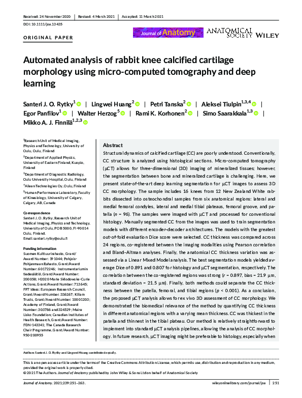 (PDF) Automated analysis of rabbit knee calcified cartilage morphology using micro‐computed ...