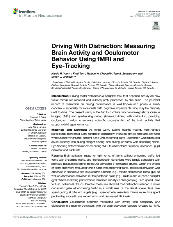 (PDF) Driving With Distraction: Measuring Brain Activity and Oculomotor ...
