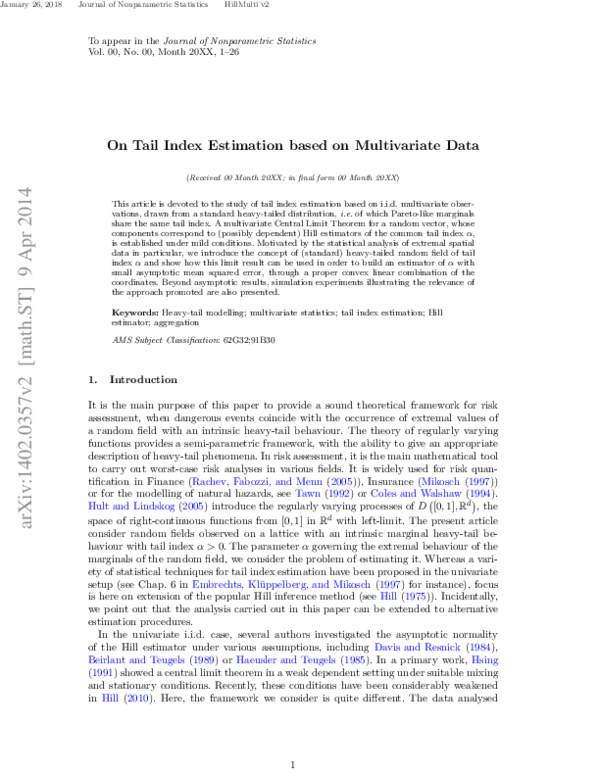 Pdf On Tail Index Estimation Based On Multivariate Data