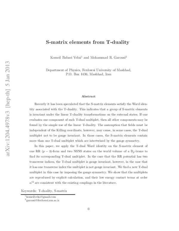 (PDF) S-matrix elements from T-duality