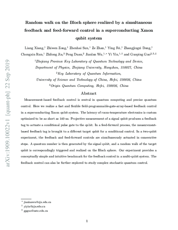 (PDF) Random walk on the Bloch sphere realized by a simultaneous ...