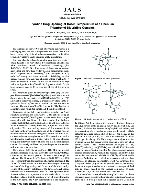 (PDF) Pyridine Ring Opening at Room Temperature at a Rhenium ...