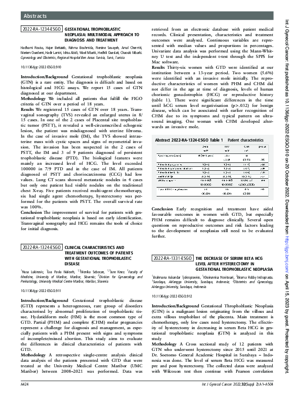 (PDF) 2022-RA-1234-ESGO Gestational trophoblastic neoplasia: multimodal approach to diagnosis ...