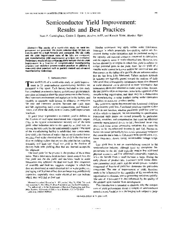 (PDF) Semiconductor yield improvement: results and best practices